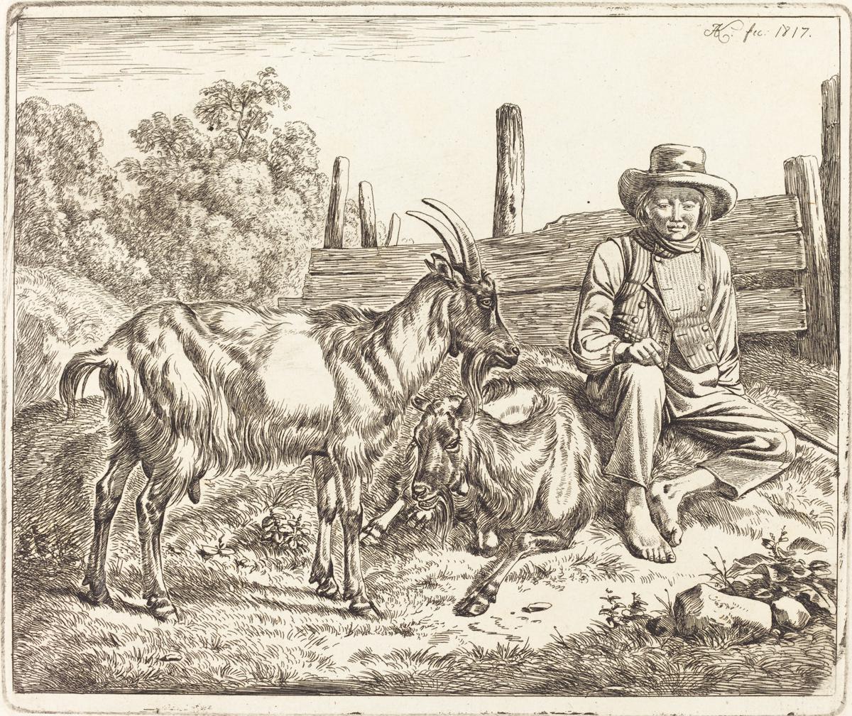Shepherd Boy with Two Goats - | FeelTheArt