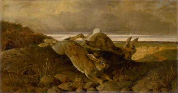 Rabbits fleeing - Friedrich Carl von Scheidlin | FeelTheArt