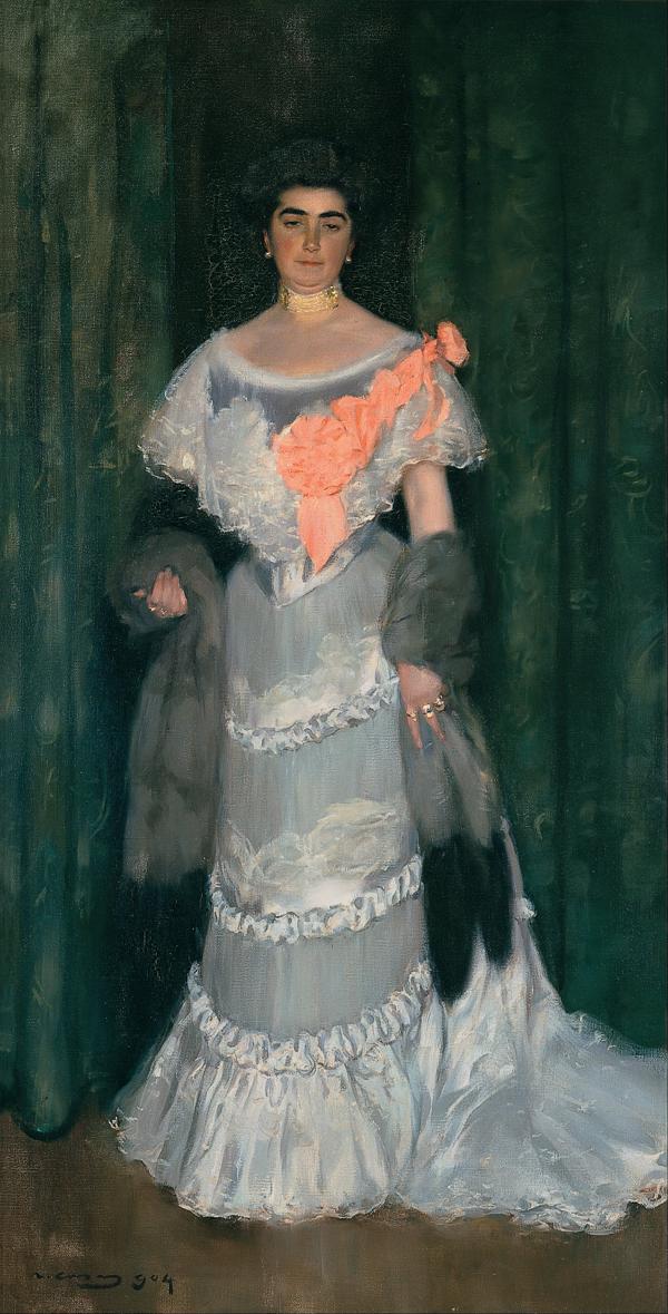 Montserrat Casas de Nieto, in Evening Dress - Ramon Casas i Carbó | FeelTheArt