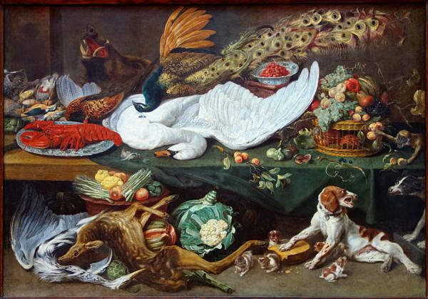 Still Life with a Dog and her Pups - Frans Snyders | FeelTheArt
