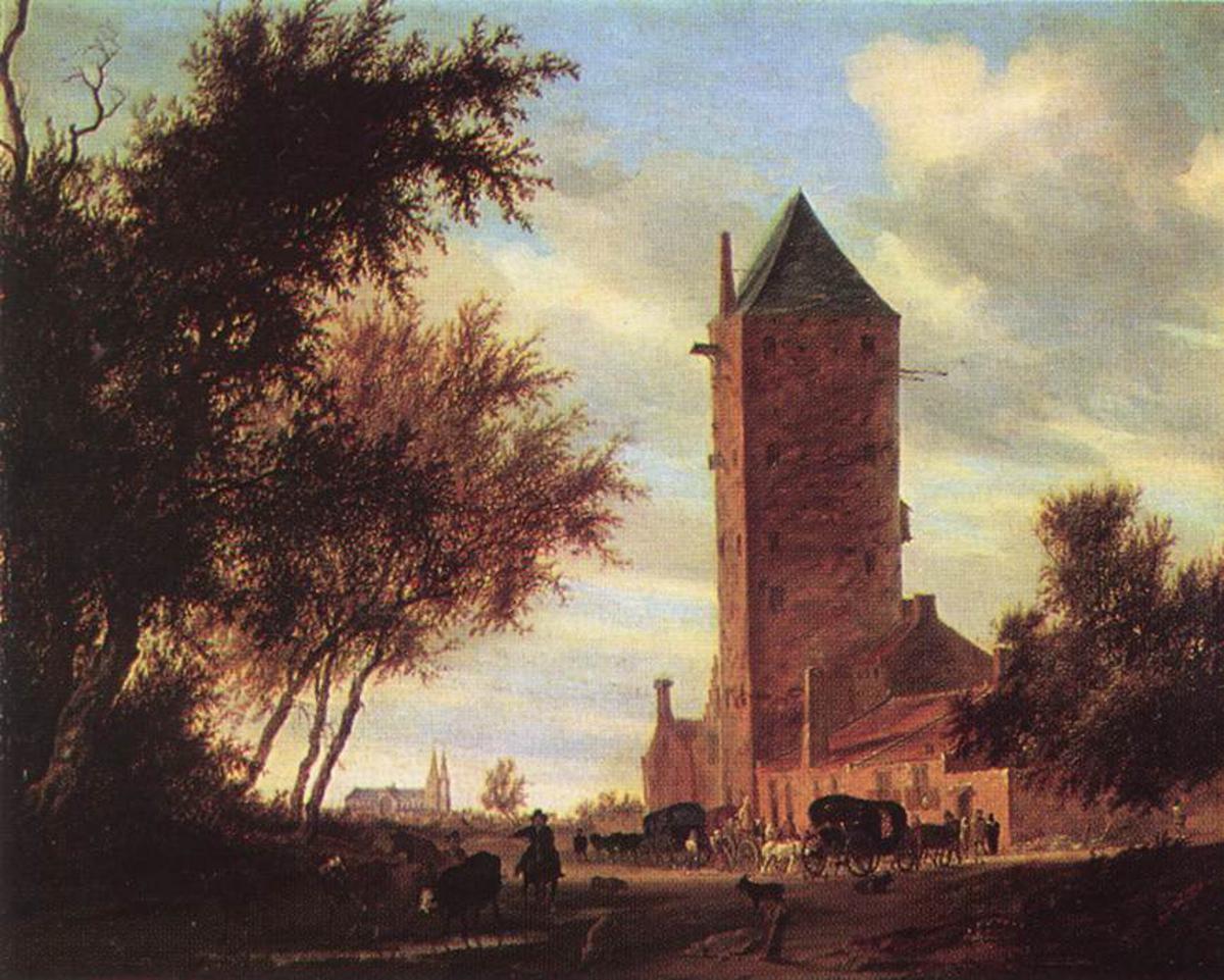 Paisaje con el 'Plompetoren' en Utrecht - Salomon van Ruysdael | FeelTheArt