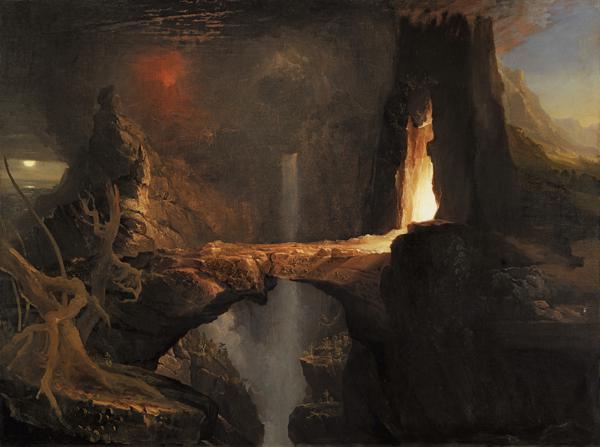 Expulsión. Luna y luz de fuego - Thomas Cole | FeelTheArt