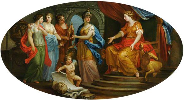 Minerva presenting the Personifications of the Arts of Painting ...