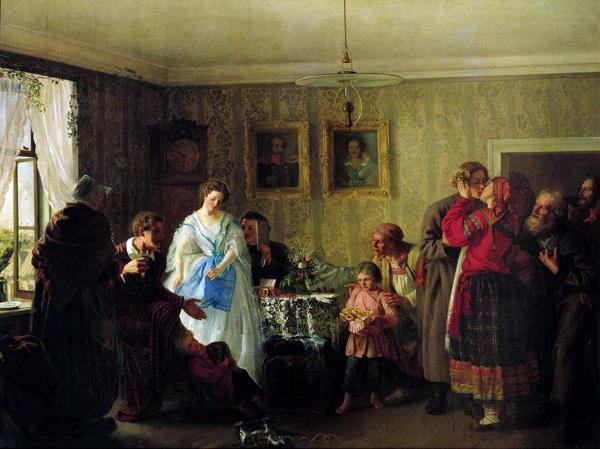 地主的新婚夫妇。1861 - Grigoriy Myasoyedov | FeelTheArt