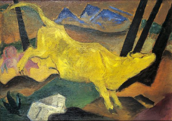 The Yellow Cow (study) - Franz Marc | FeelTheArt