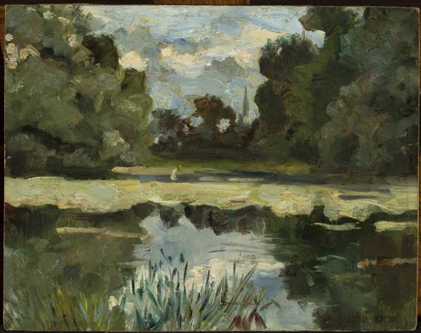 Park landscape with a pond - Jan Stanisławski | FeelTheArt