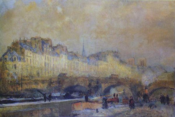 Paris, the lock of the Monnaie. Winter sun - Albert Lebourg | FeelTheArt