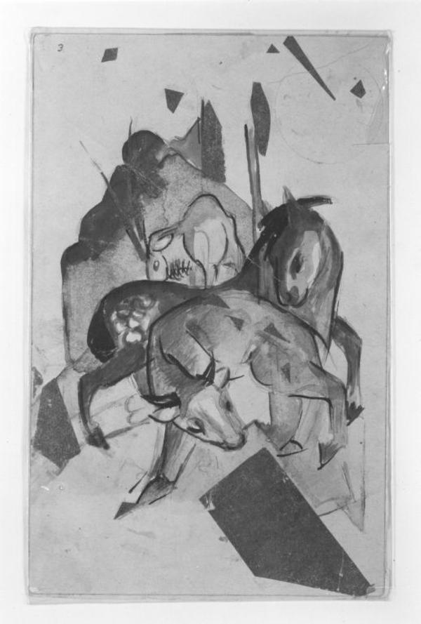fire ox, green horse and ibex - Franz Marc | FeelTheArt