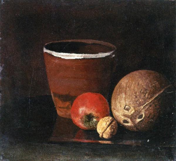 Still Life with Jar, Apple, Walnut and Coconut - Edvard Munch | FeelTheArt