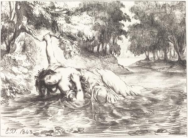 The Death of Ophelia (Act IV, Scene VII) - Eugène Delacroix | FeelTheArt
