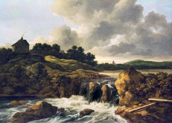 Landscape with Waterfall - Jacob van Ruisdael | FeelTheArt