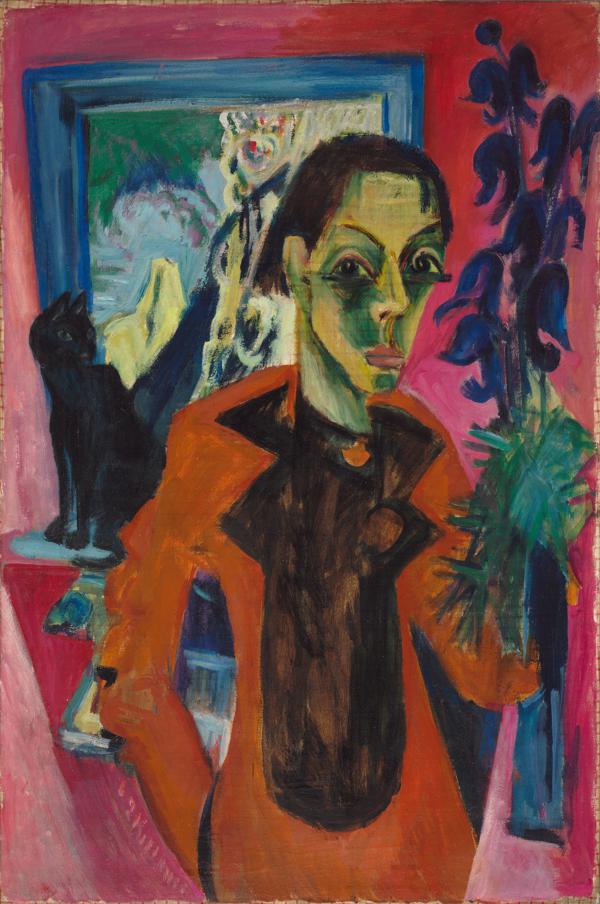 Self-Portrait with Cat - Ernst Ludwig Kirchner | FeelTheArt