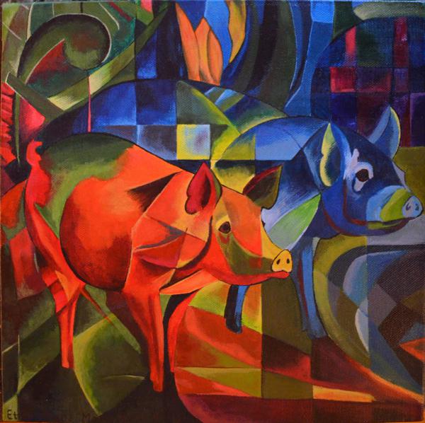 Piggies - Franz Marc | FeelTheArt