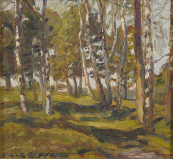 Landscape with birches - Paul Burman | FeelTheArt