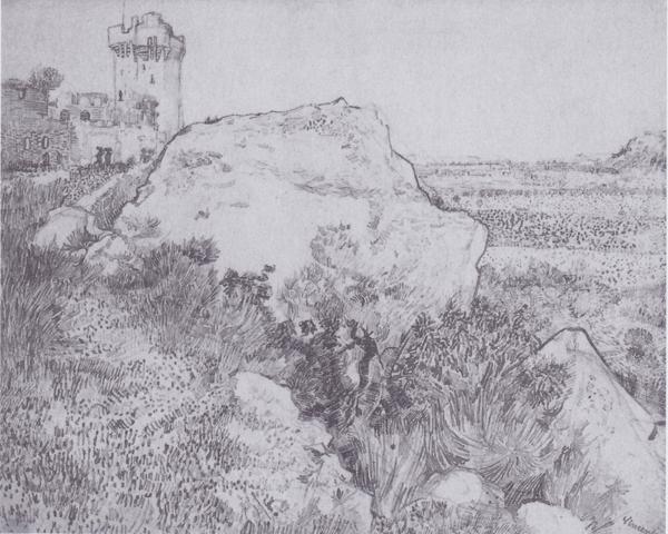 Hills with the ruins of Montmajour - Vincent van Gogh | FeelTheArt