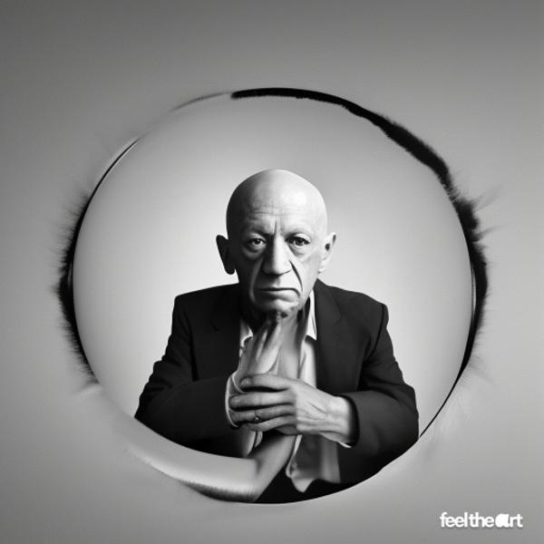 a realistic photography of Pablo Picasso surrounded in circle - Loic3D ...